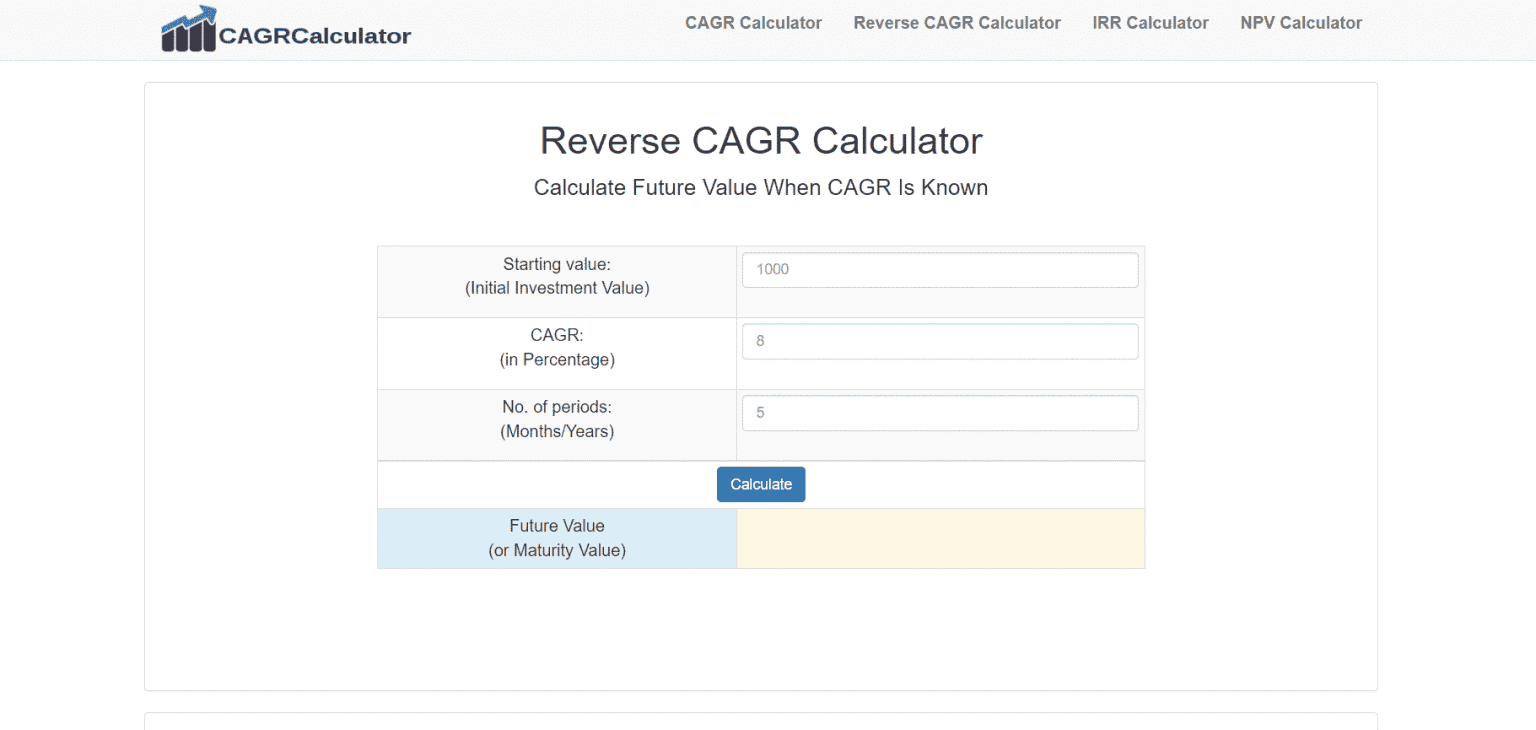What is Reverse CAGR Calculator? - Moneymint